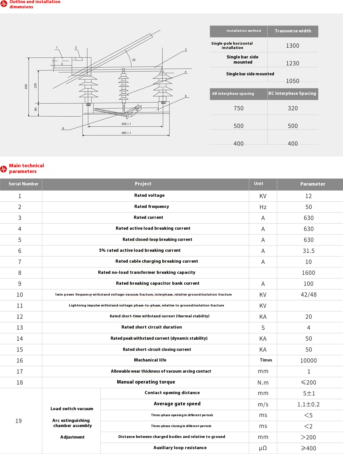 FZW32-12/T630-20 Outdoor High Voltage Isolating Vacuum Load Break Switch - Weisho Electric Co., Ltd.